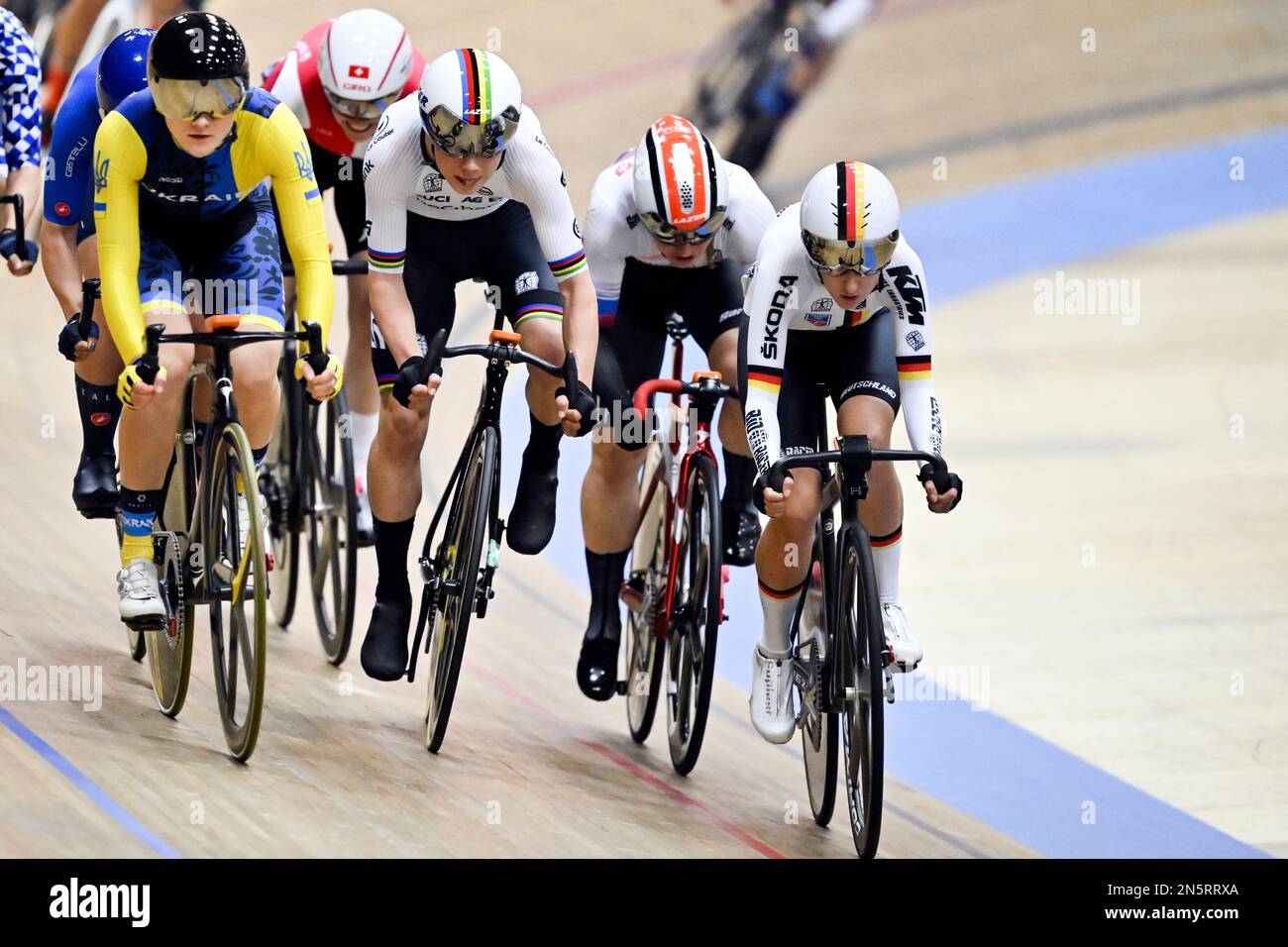 Lea Lin Teutenberg of Germany, right, and later winner Lotte Kopecky of ...