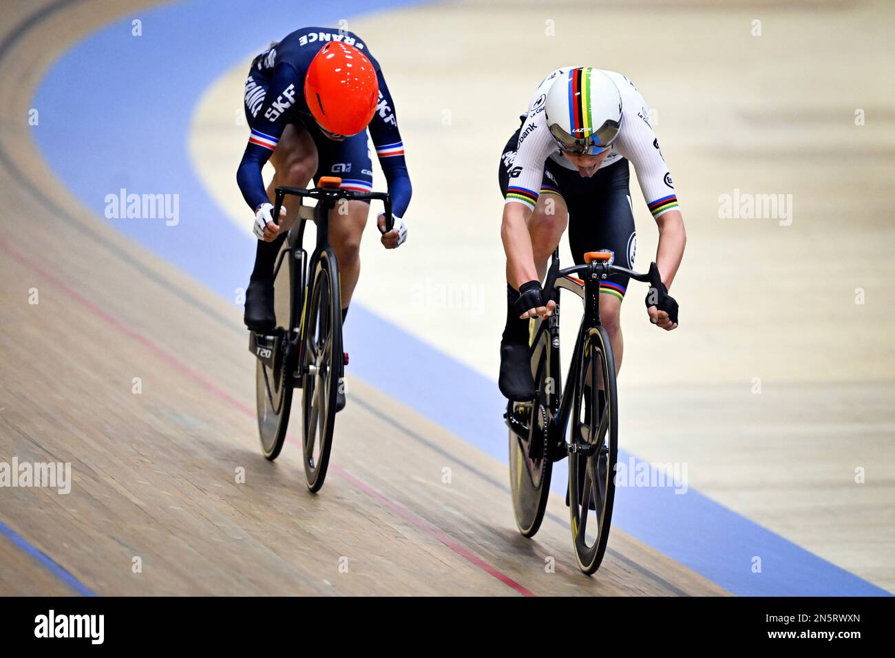 Lotte Kopecky of Belgium takes the win in front of Valentine Fortin of ...