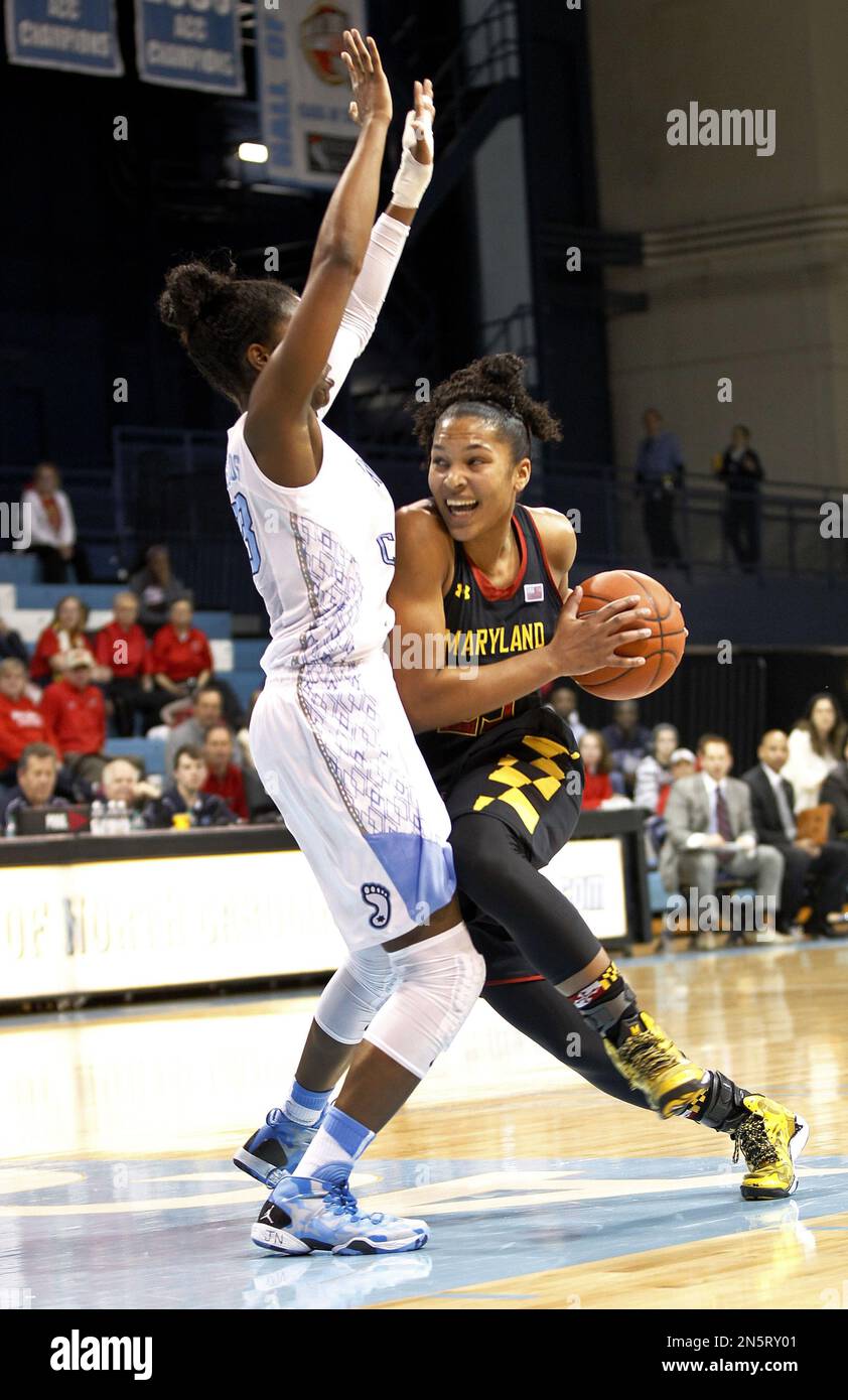 Maryland's Alyssa Thomas, right, drives to the basket against North ...