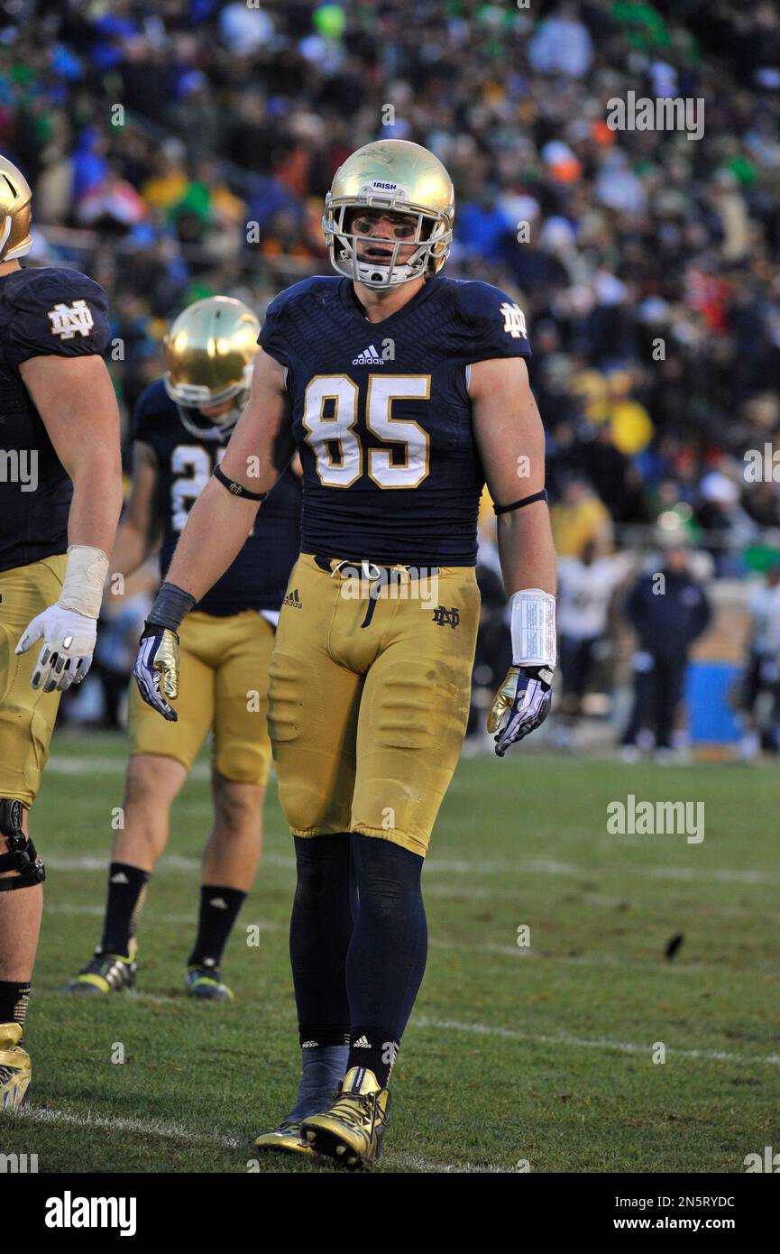 Notre Dame tight end Troy Niklas lines up during the Navy game Nov. 2 ...