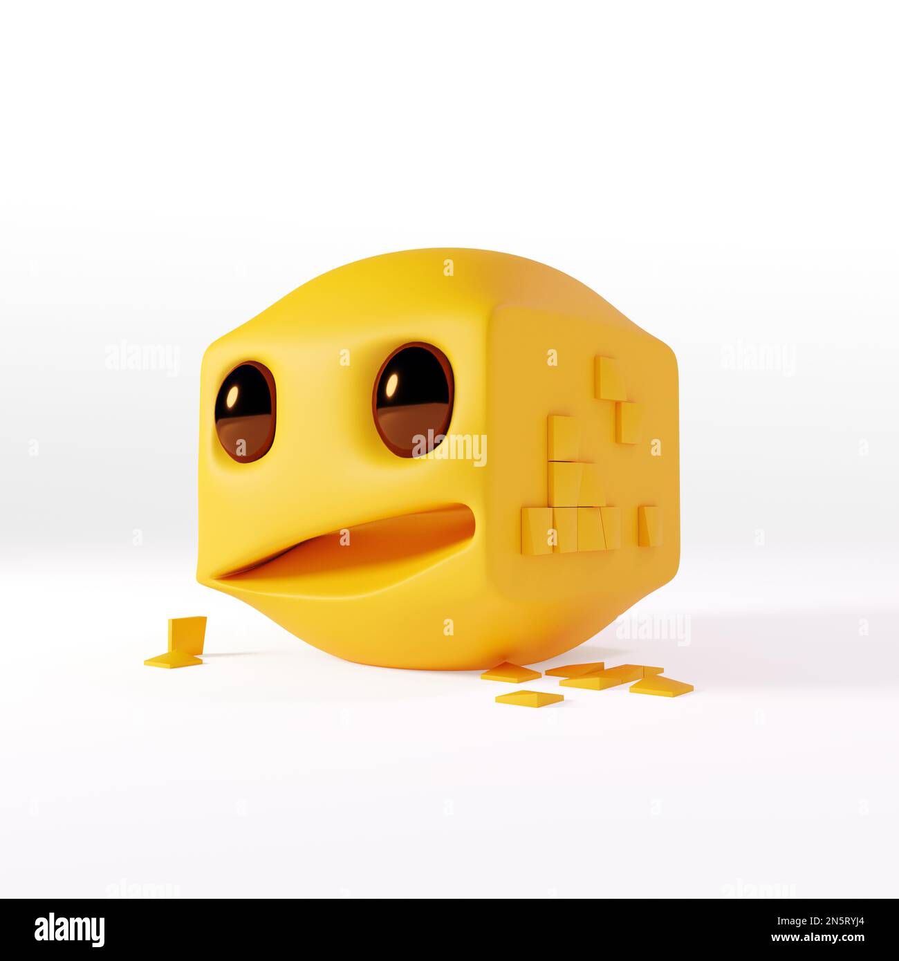 Smile yellow emoji with background. 3d rendering Stock Photo - Alamy