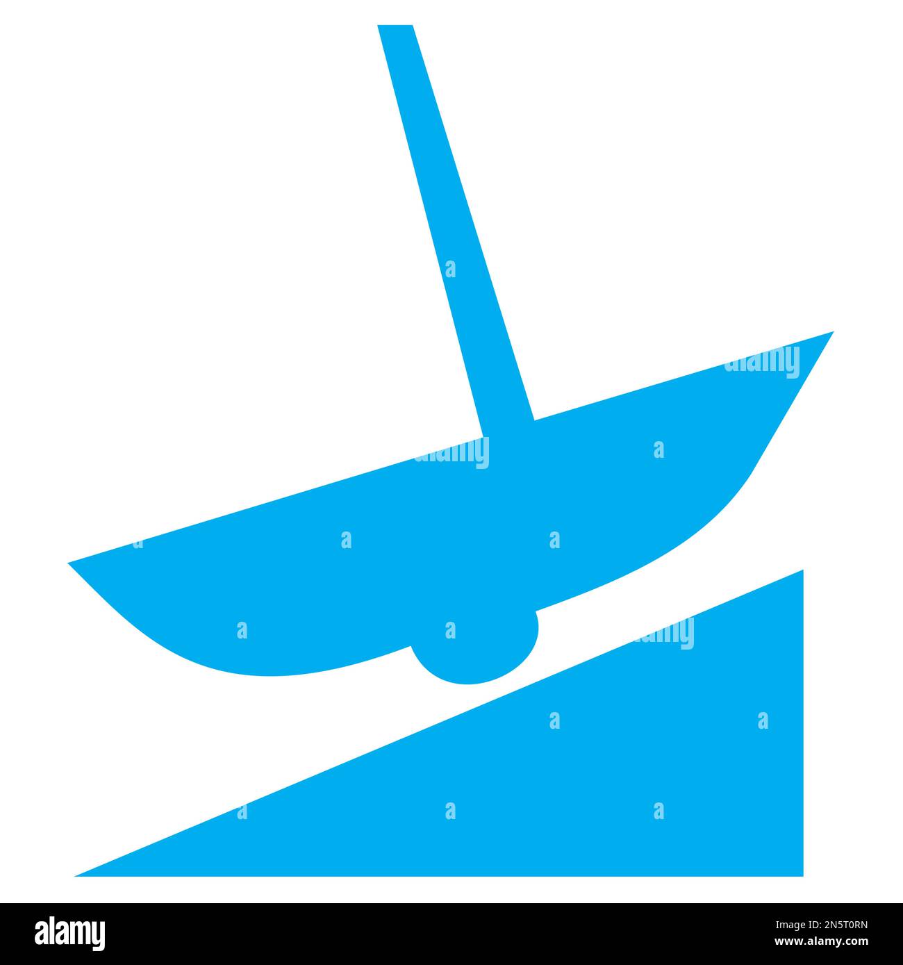 Blue and white vector graphic of a map symbol for a slipway. It ...