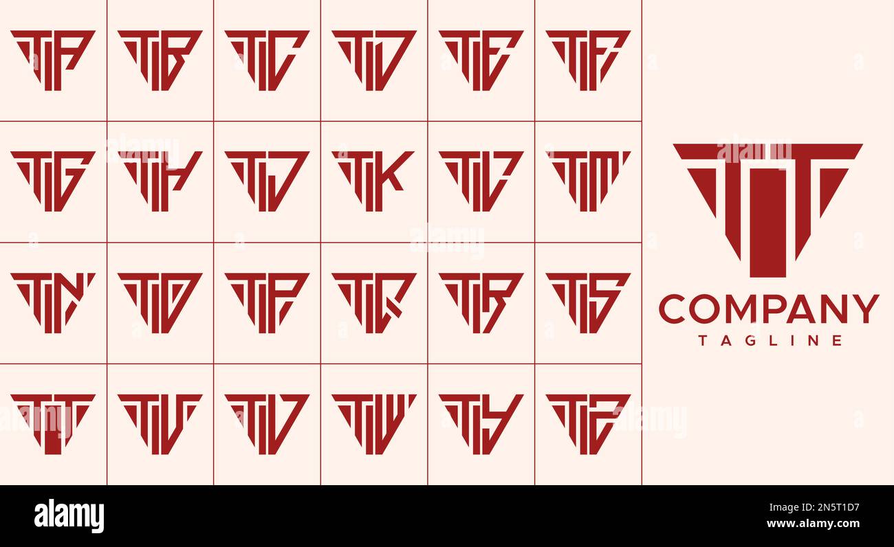 Set of modern triangle letter T logo design. Abstract TT T initial ...