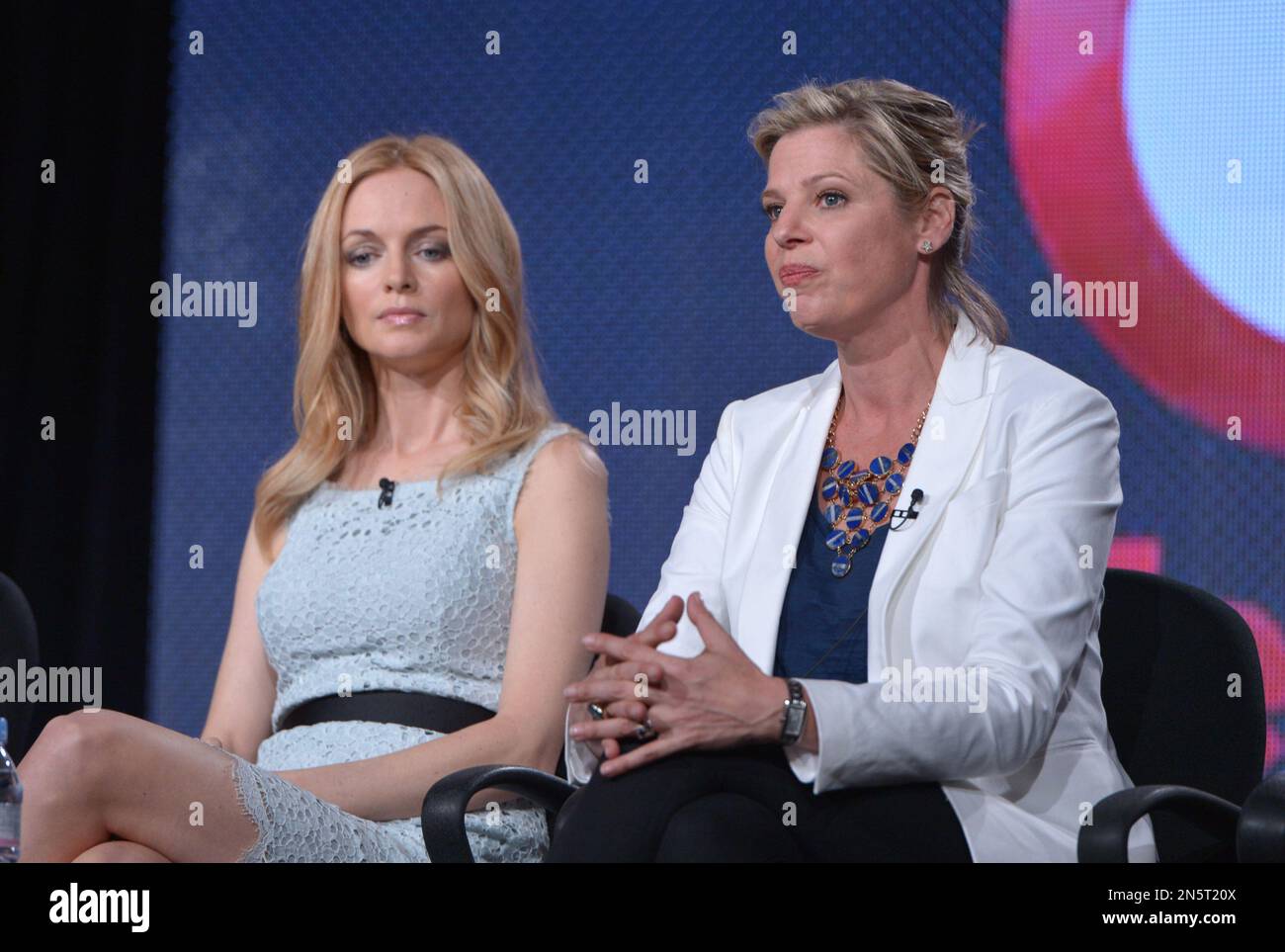 Heather Graham, left, and screenwriter Kayla Alpert speak on stage at ...