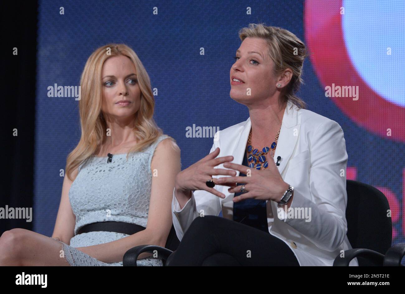 Heather Graham, left, and screenwriter Kayla Alpert speak on stage at ...