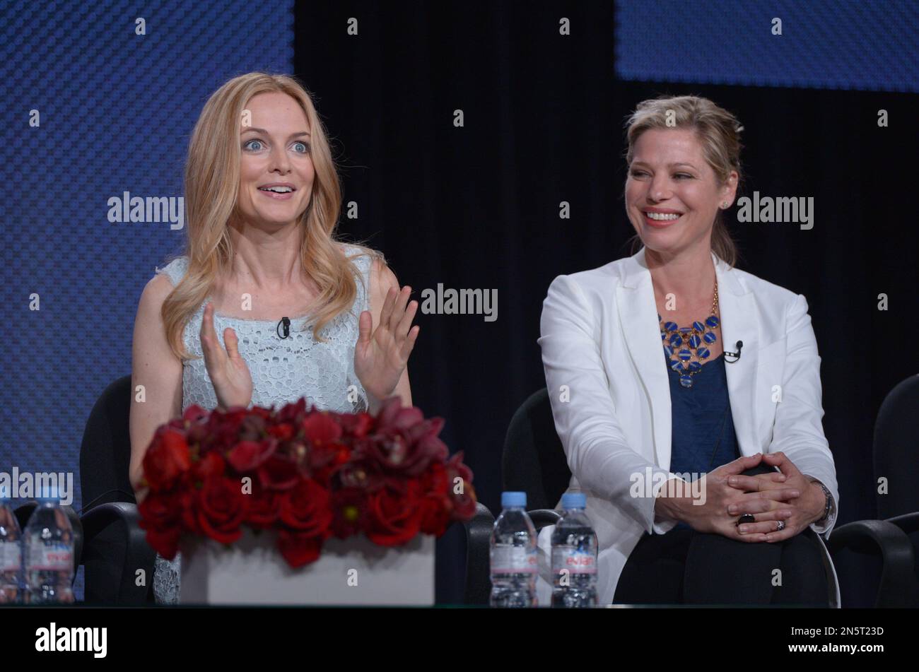 Heather Graham, left, and screenwriter Kayla Alpert speak on stage at ...