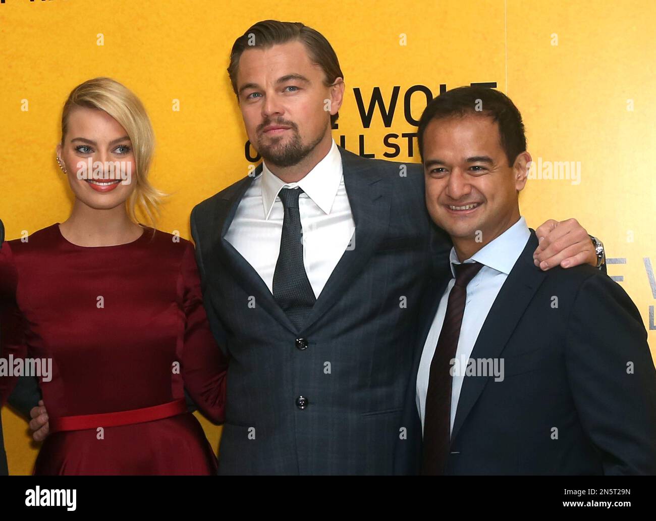Margot Robbie, Leonardo DiCaprio and Riza Aziz attend The Wolf Of Wall ...
