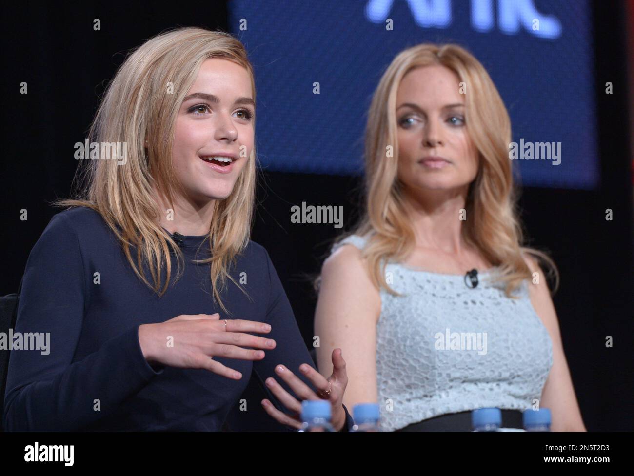 Kiernan Shipka, left, and Heather Graham speak on stage at the Lifetime ...