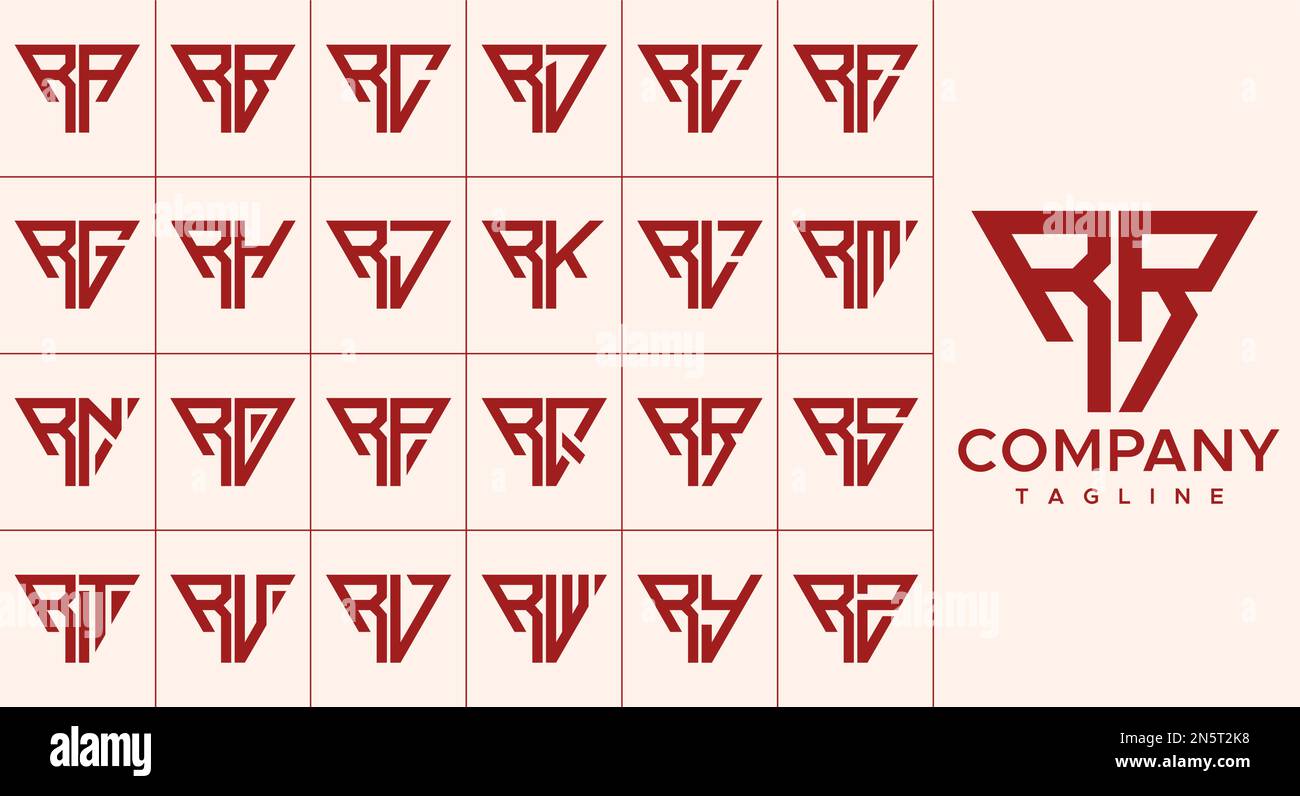 Set of modern line triangle letter R logo design. Abstract R initial letter logo Stock Vector ...