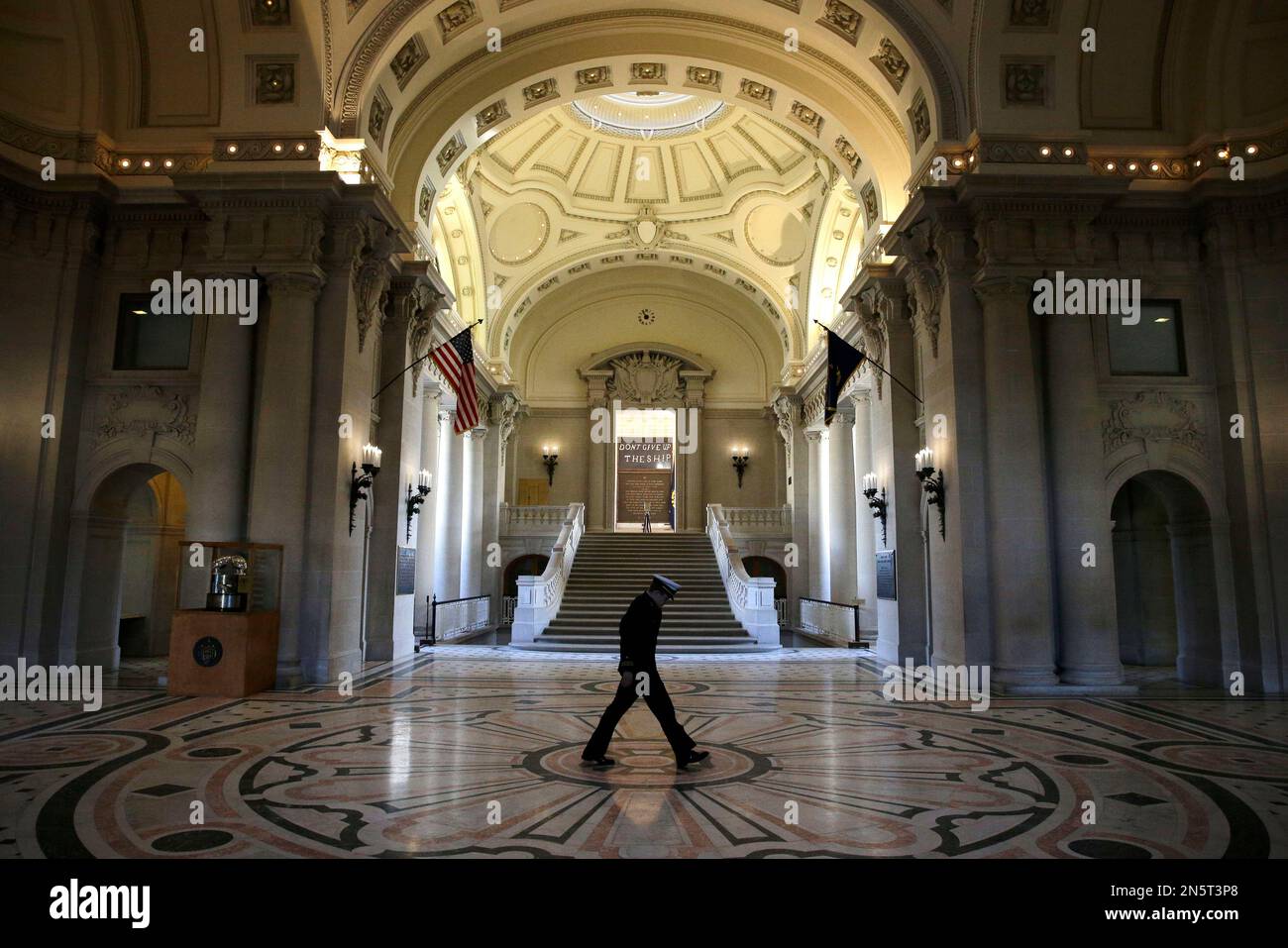 A Midshipman walks inside Bancroft Hall, the main dormitory on the U.S ...
