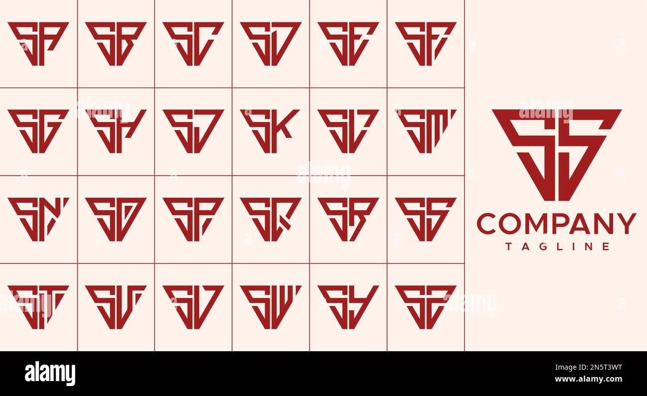 Set of modern triangle letter SS S logo design. Abstract S initial ...