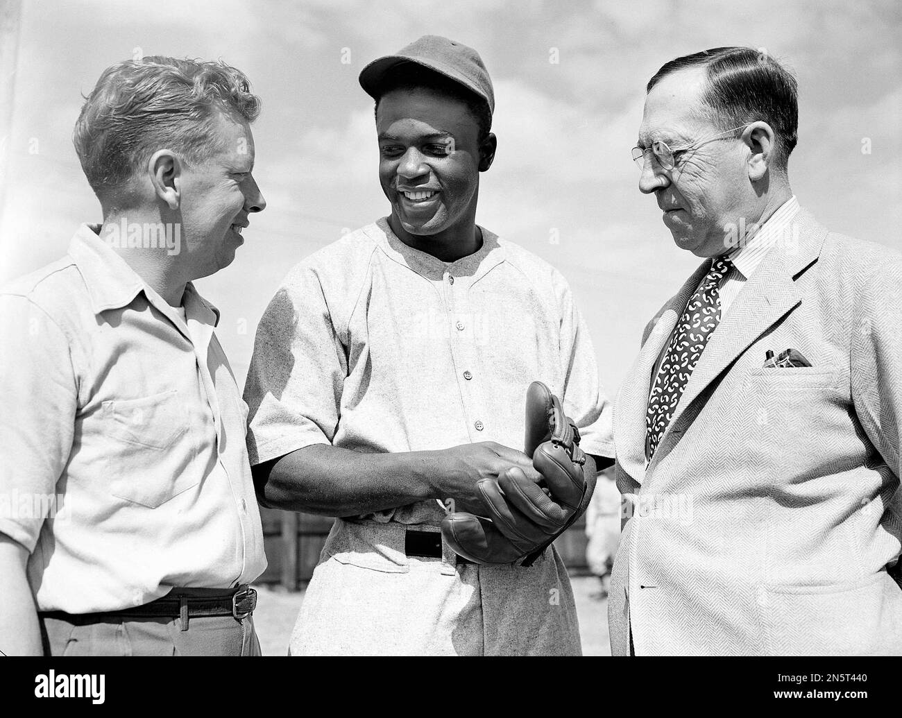 Left to right are: Harold Parrott, Brooklyn Dodgers traveling secretary ...