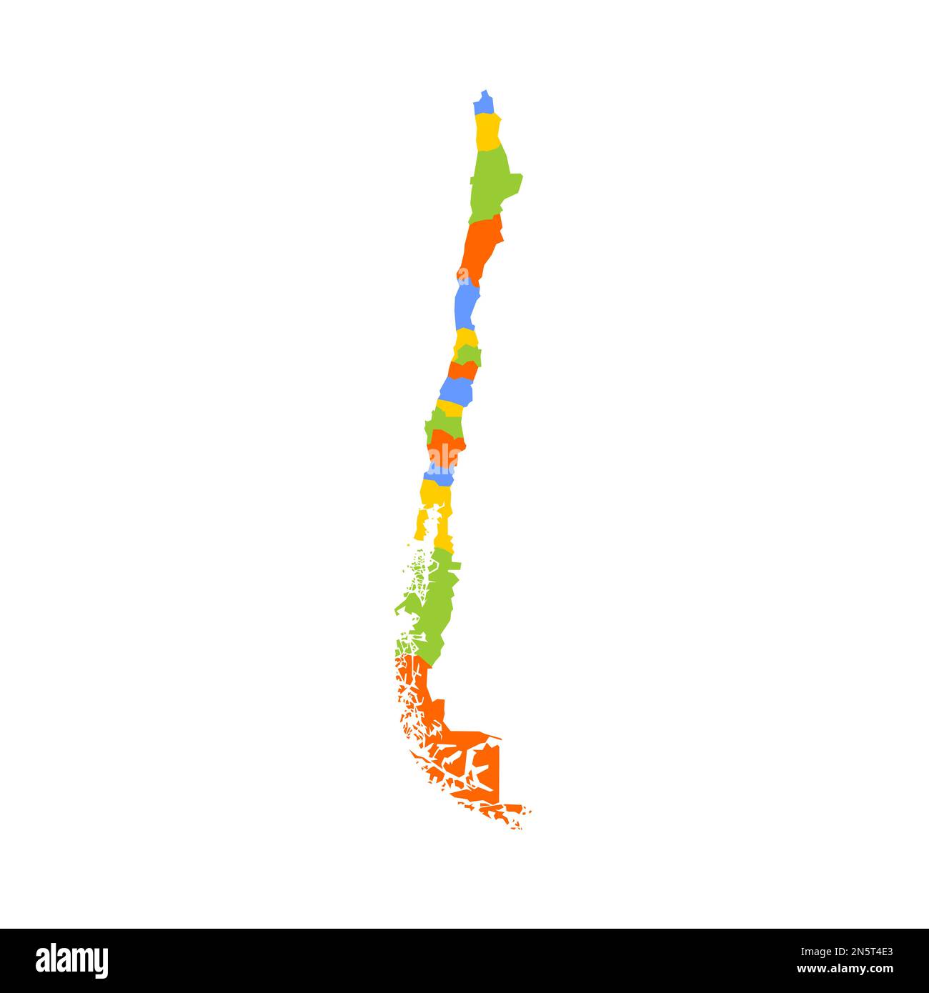 Chile political map of administrative divisions - regions. Blank ...