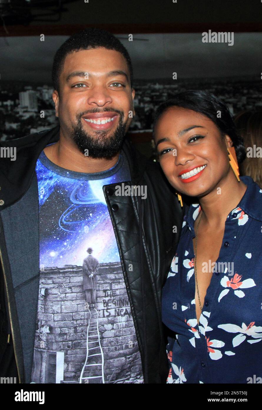Actors DeRay Davis and Tatyana Ali seen at GSN "Mind of a Man" Premiere ...