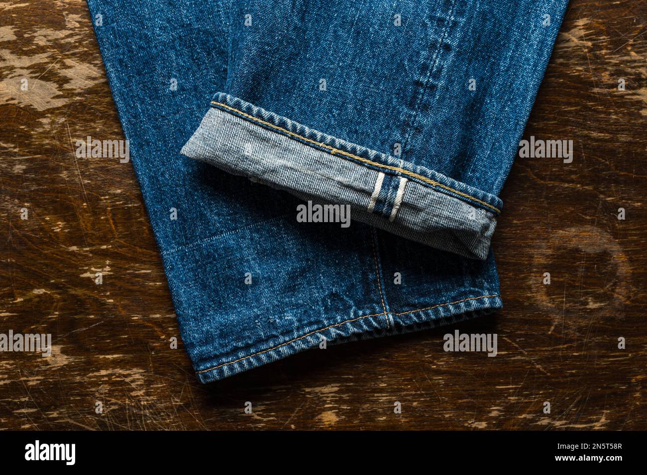Japanese vintage indigo denim cuff with selvage and chain stitching ...