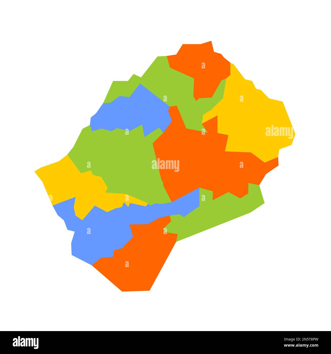 Lesotho political map of administrative divisions - districts. Blank ...