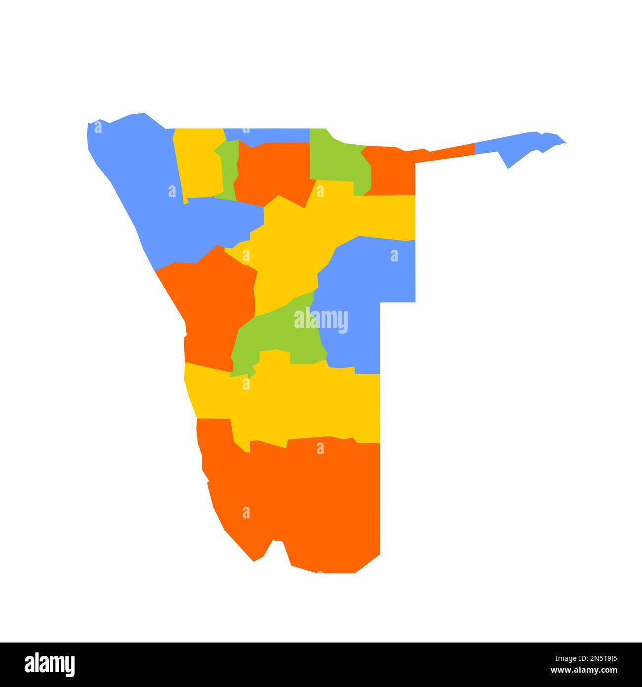 Namibia political map of administrative divisions - regions. Blank ...