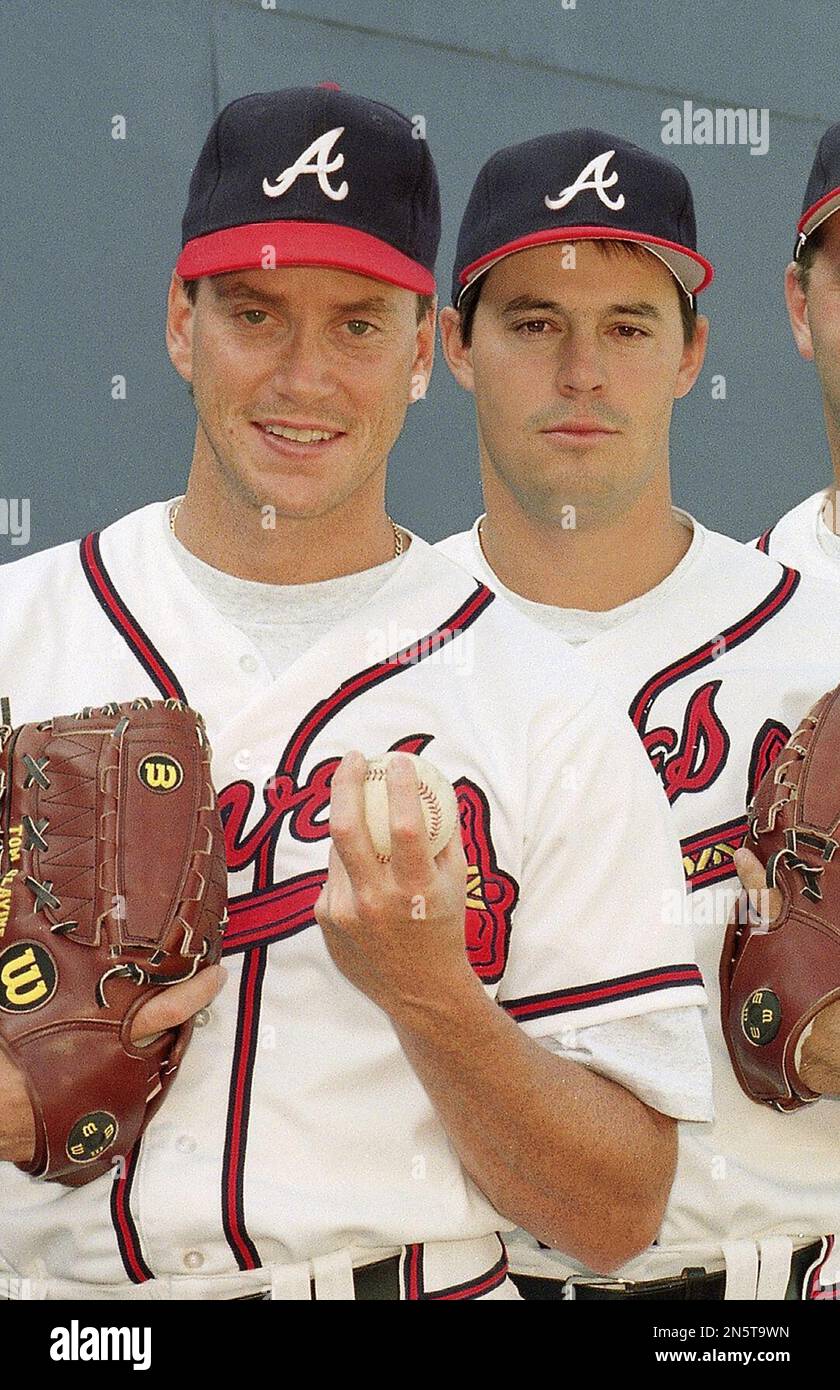 FILE - This March, 1993 file photo shows Atlanta Braves pitchers Tom ...