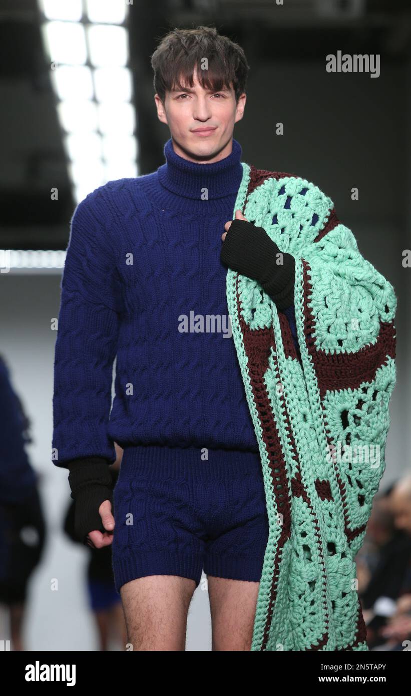 A model wears a design created by Sibling during London Collections for ...