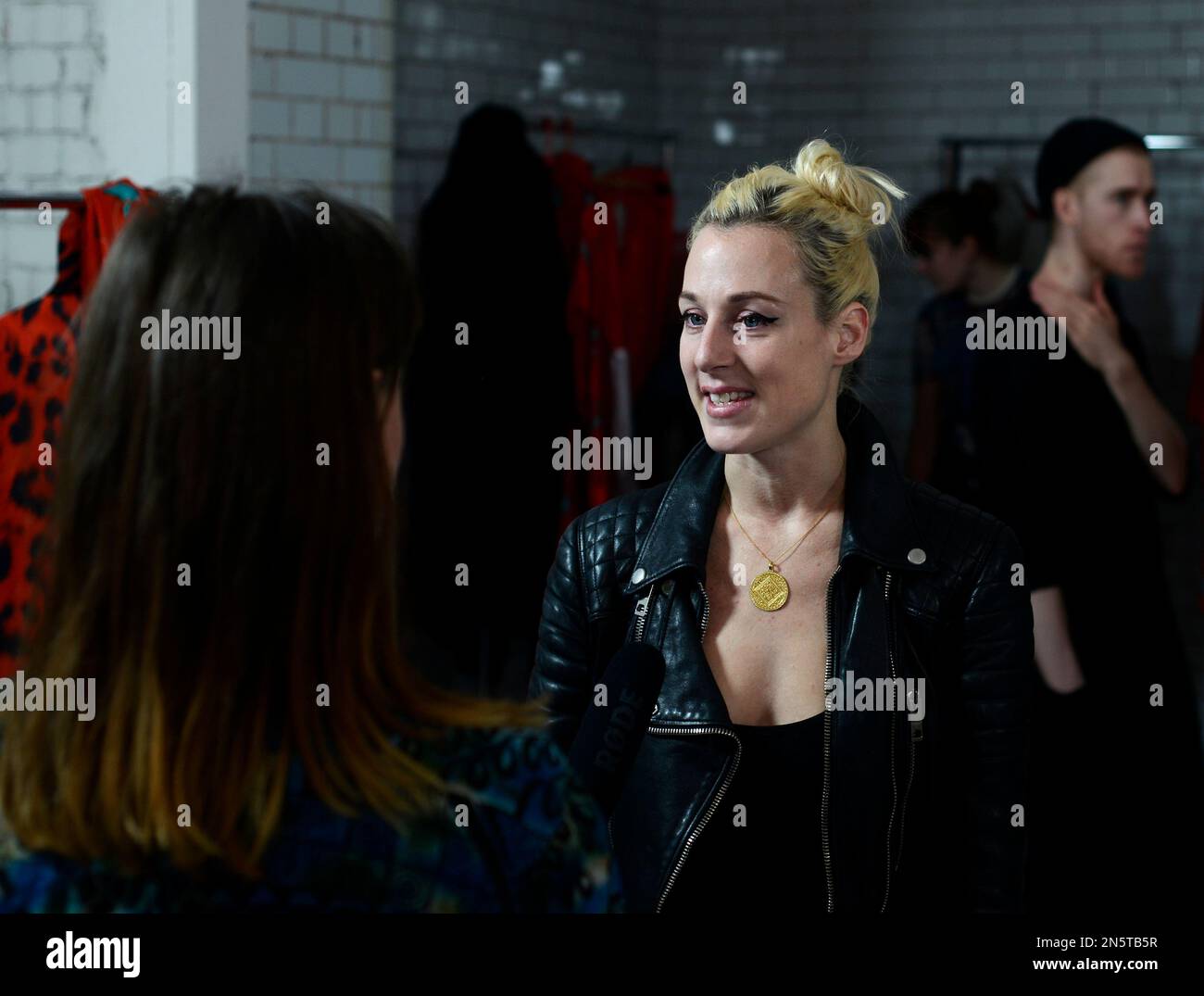 Fashion designer Katie Eary backstage at the Katie Eary show at London ...