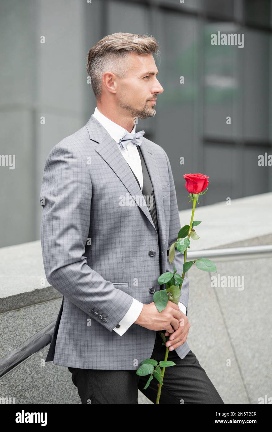 proposal concept. adult tuxedo man preparing for a proposal. man before ...
