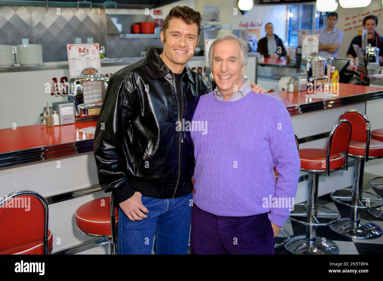 From left, British actor Ben Freeman and U.S actor Henry Winkler pose ...