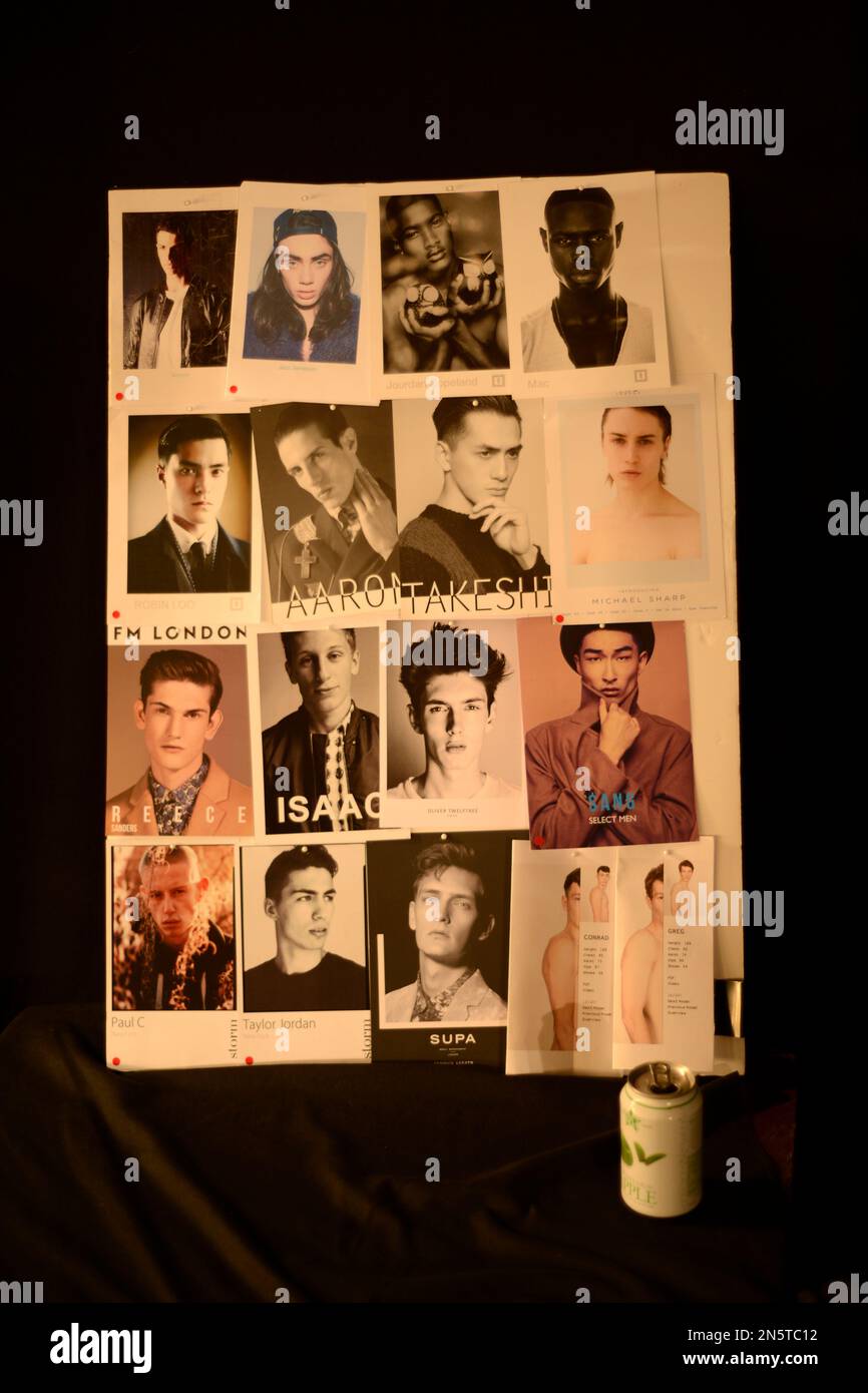 Model board seen backstage at the YMC (You Must Create) show at London ...