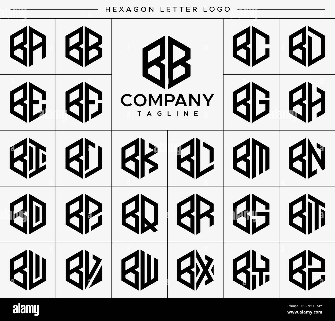 Modern hexagon B letter logo design vector set. Hexagonal BB B logo ...