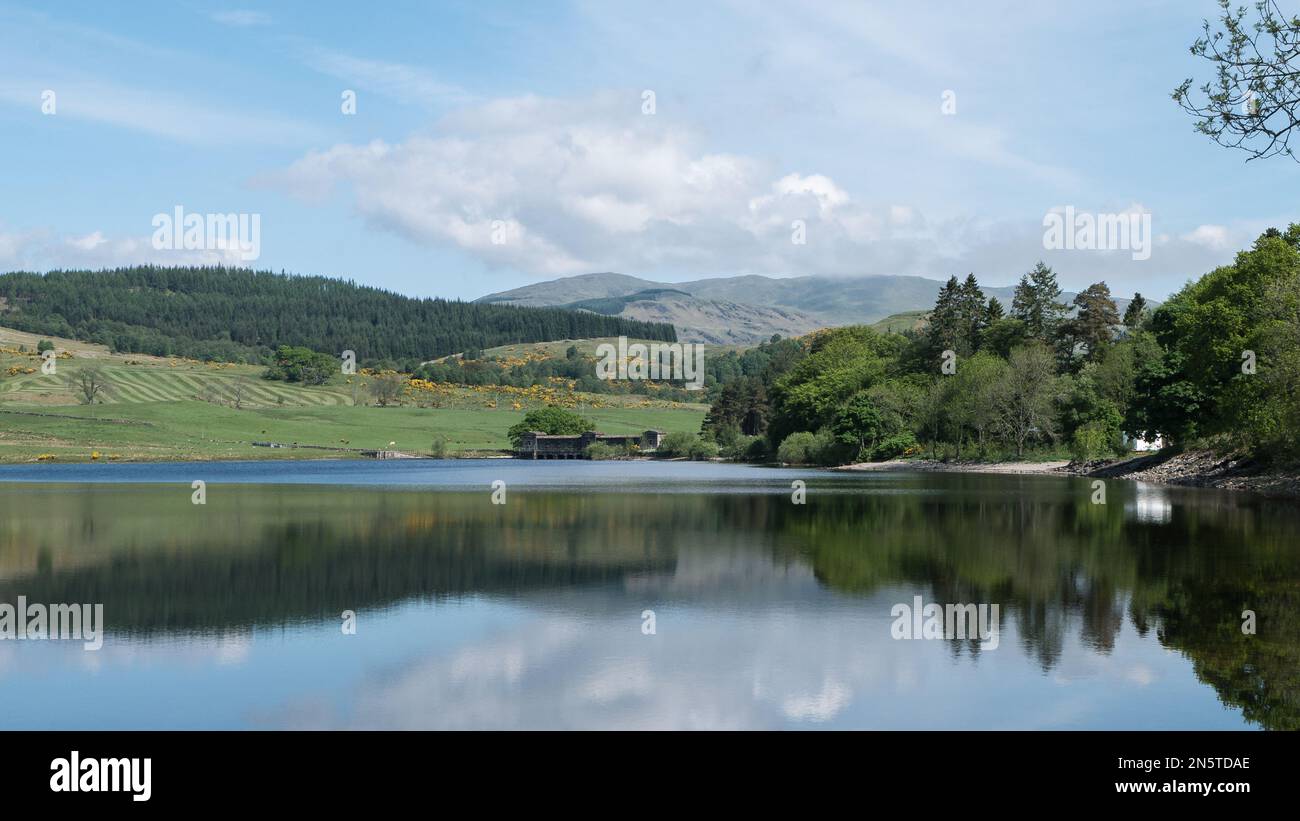 View over Eas Gobhain, the river draining Loch Venachar, seen from the ...