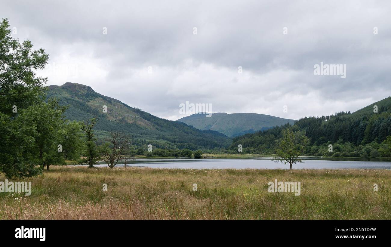Loch Lubnaig from the Rob Roy Way walking trail at the north end of the ...