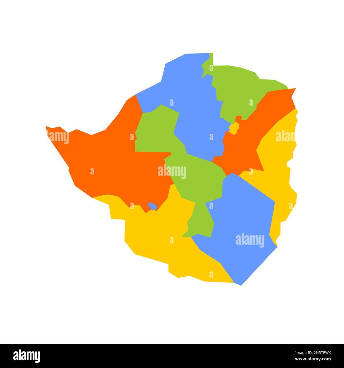 Zimbabwe political map of administrative divisions - provinces. Blank ...
