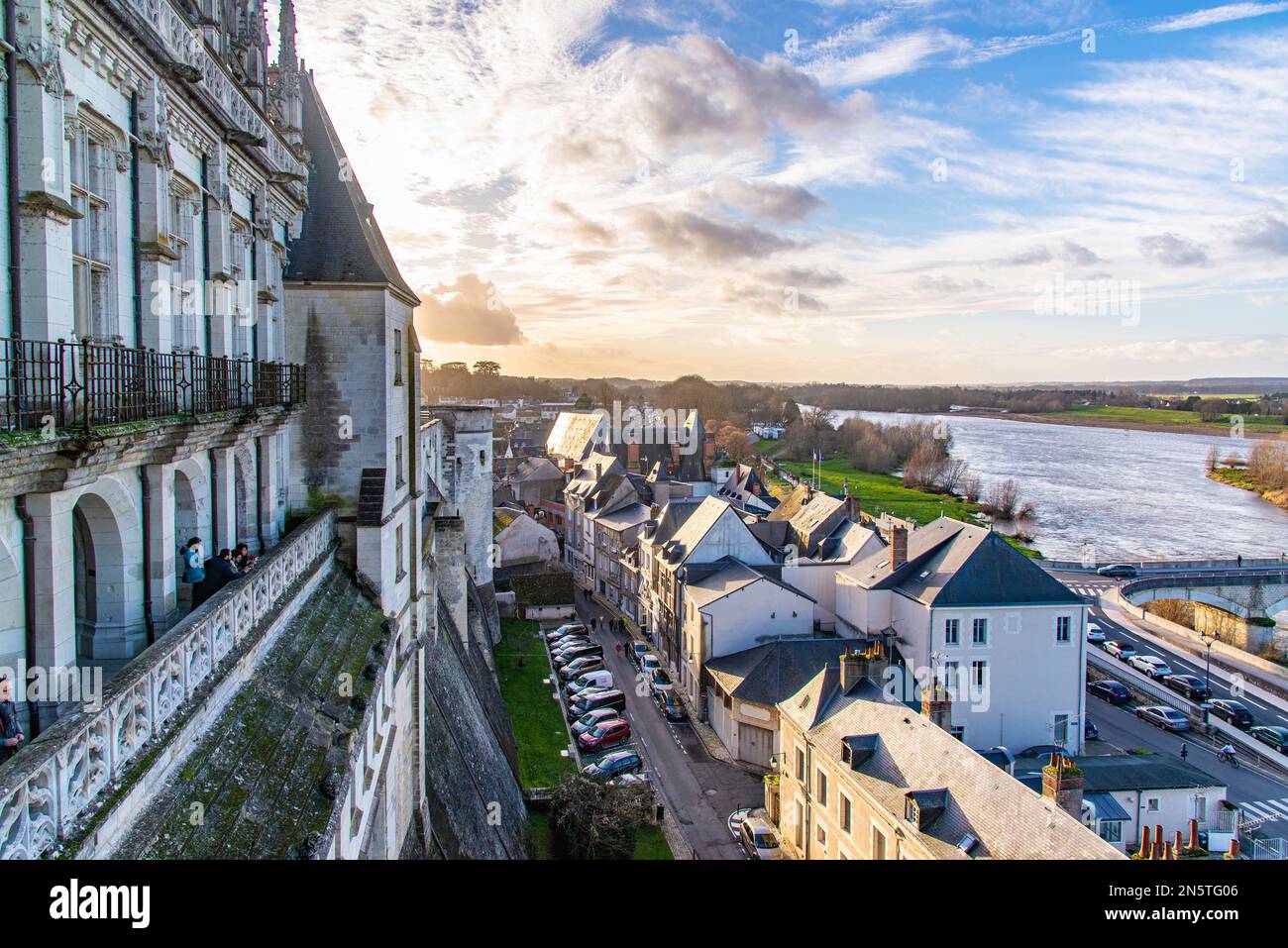 Amboise, France - Dec. 30 2022: Bird view of Loire valley from the top ...