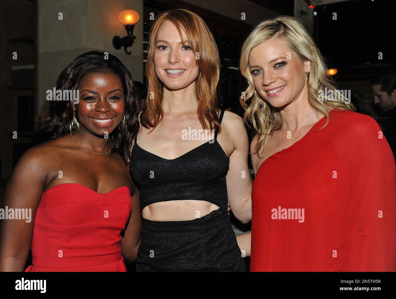 From left, Erica Tazel, Alicia Witt and Amy Smart attend the after ...