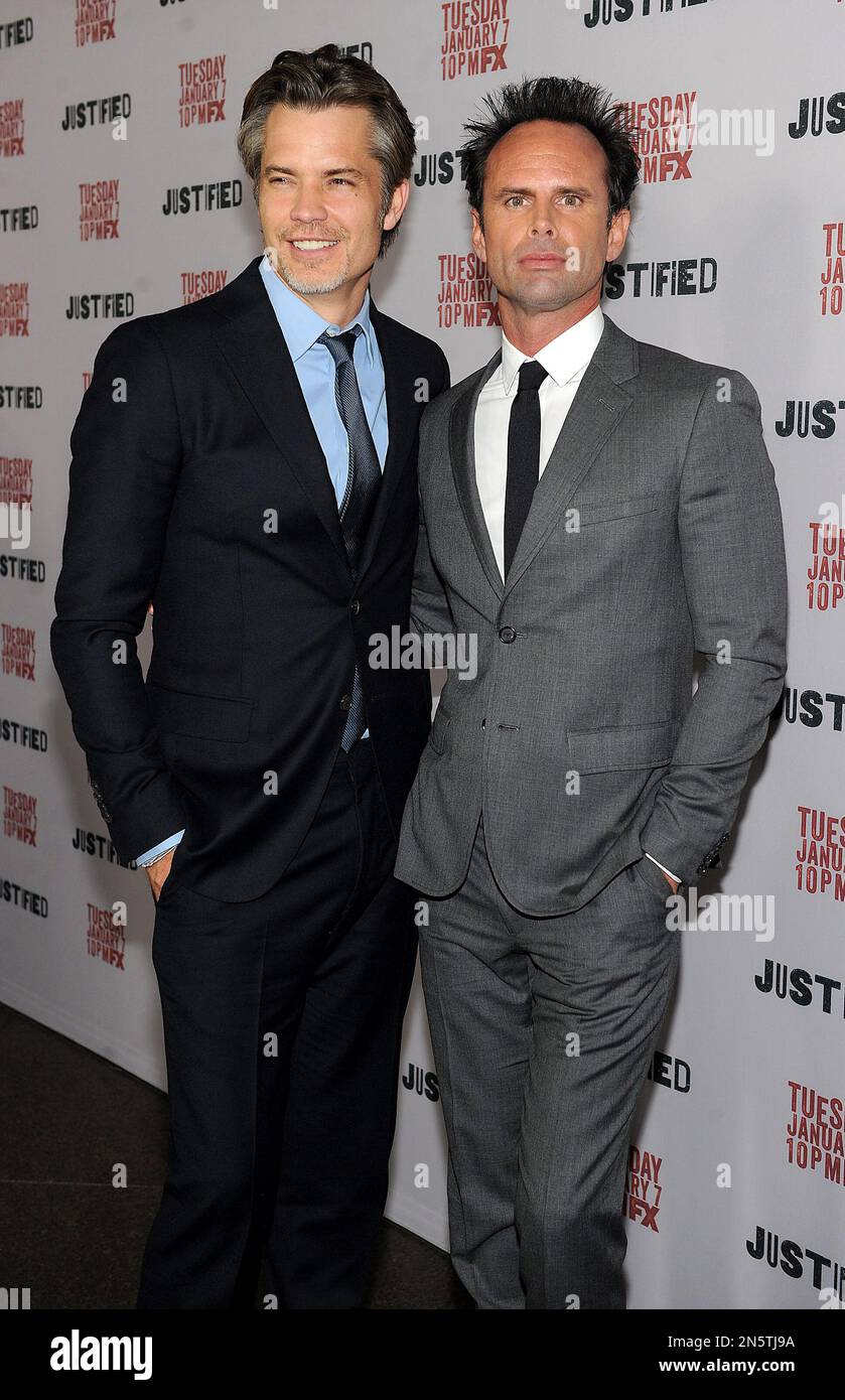 From left, Timothy Olyphant and Walton Goggins are seen at the Red ...