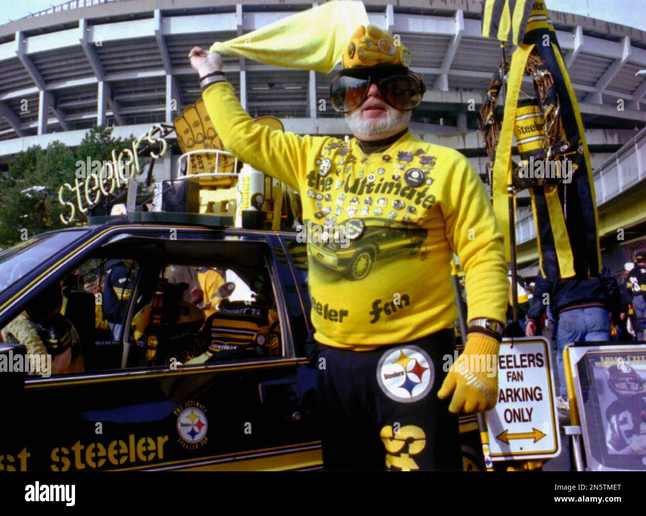 Bug Reckktenwald waves a Terrible Towel as he waits outside Three ...