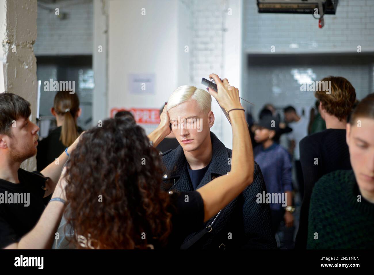 A model, Marjin, wears a design from the Matthew Miller collection ...