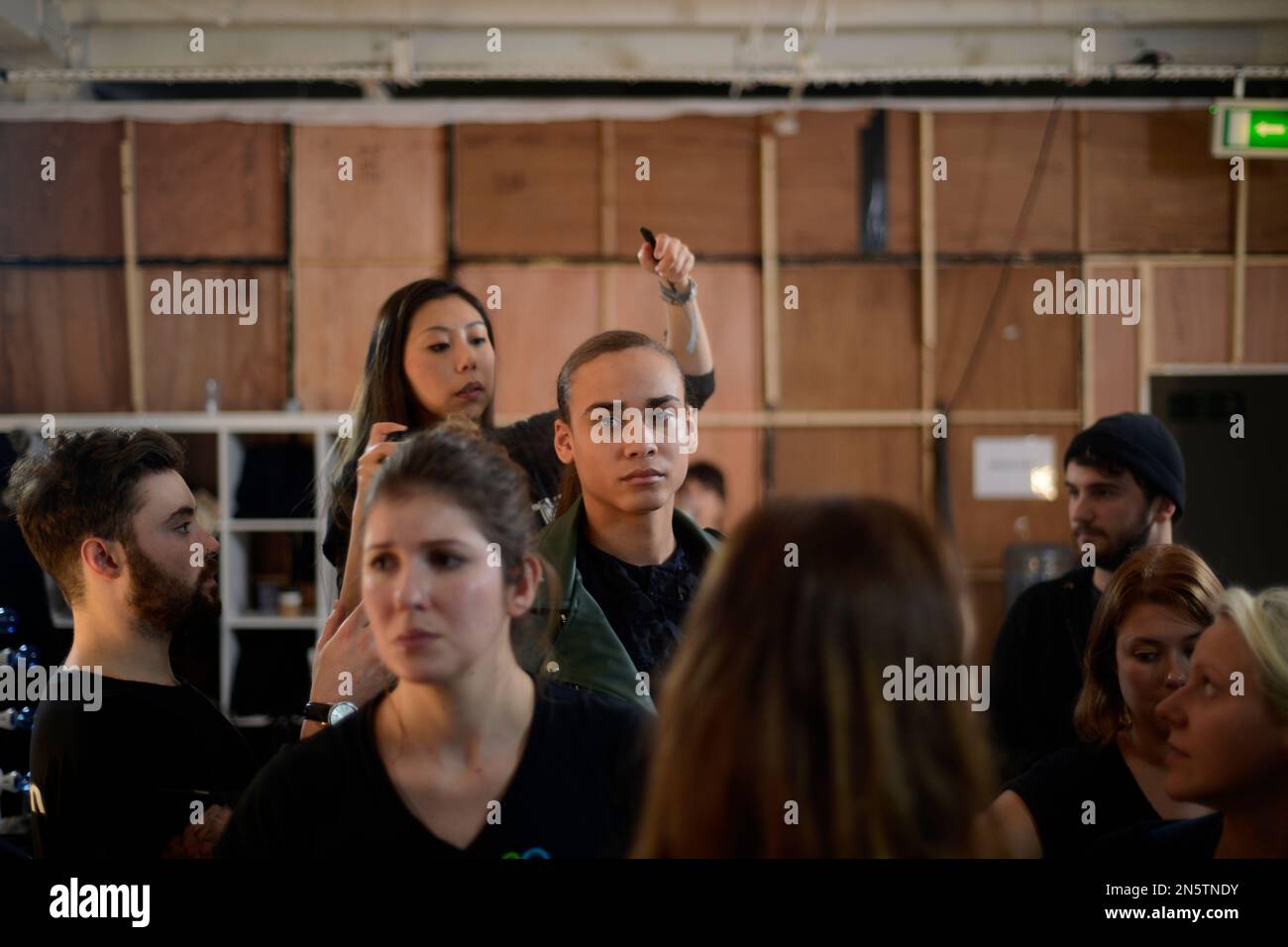 A model, Danny Haynes, wears a design from the Matthew Miller ...