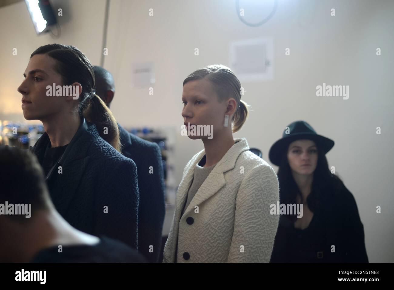 A model, Lenny, wears a design from the Matthew Miller collection ...