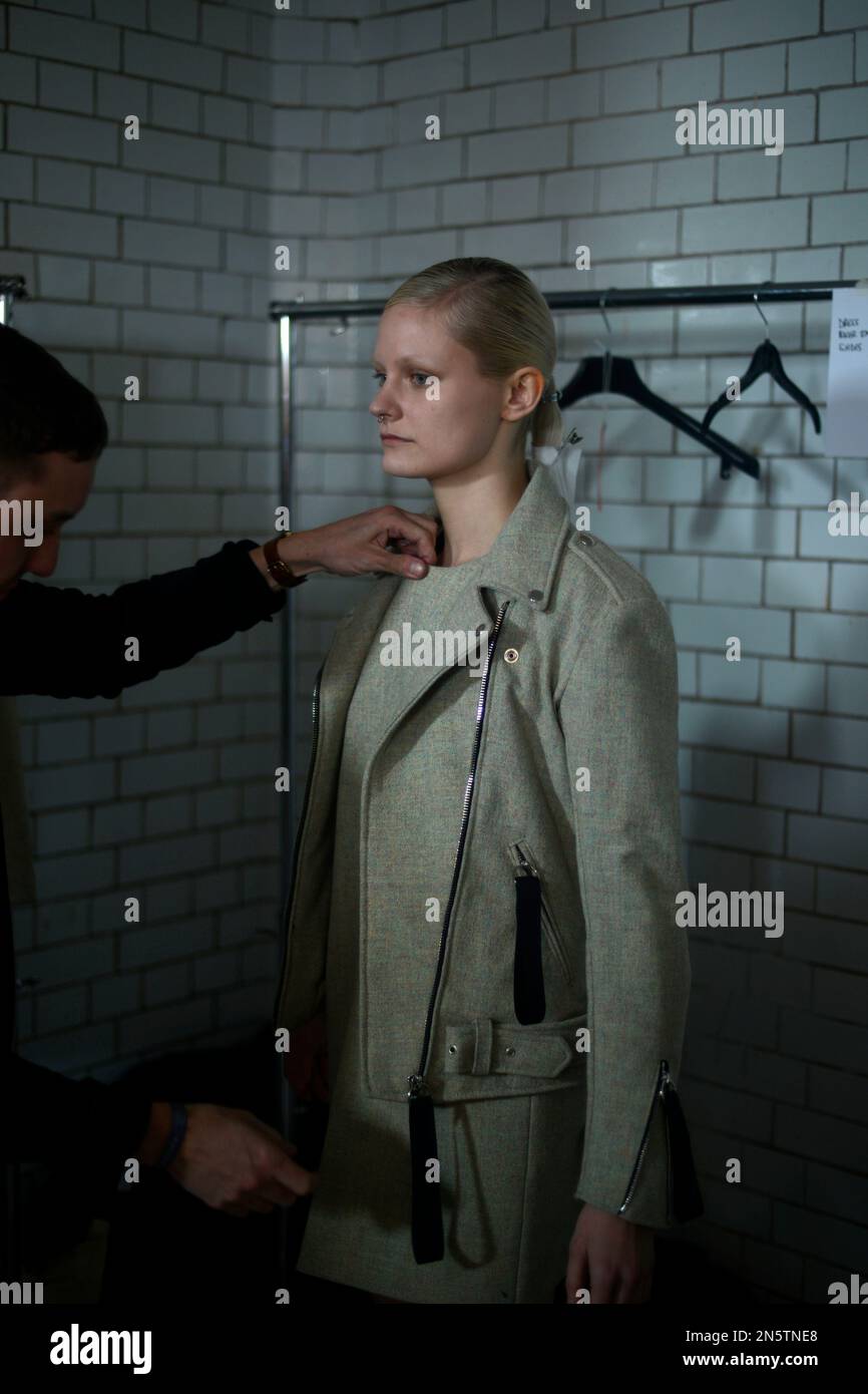 A model, Lenny, wears a design from the Matthew Miller collection ...