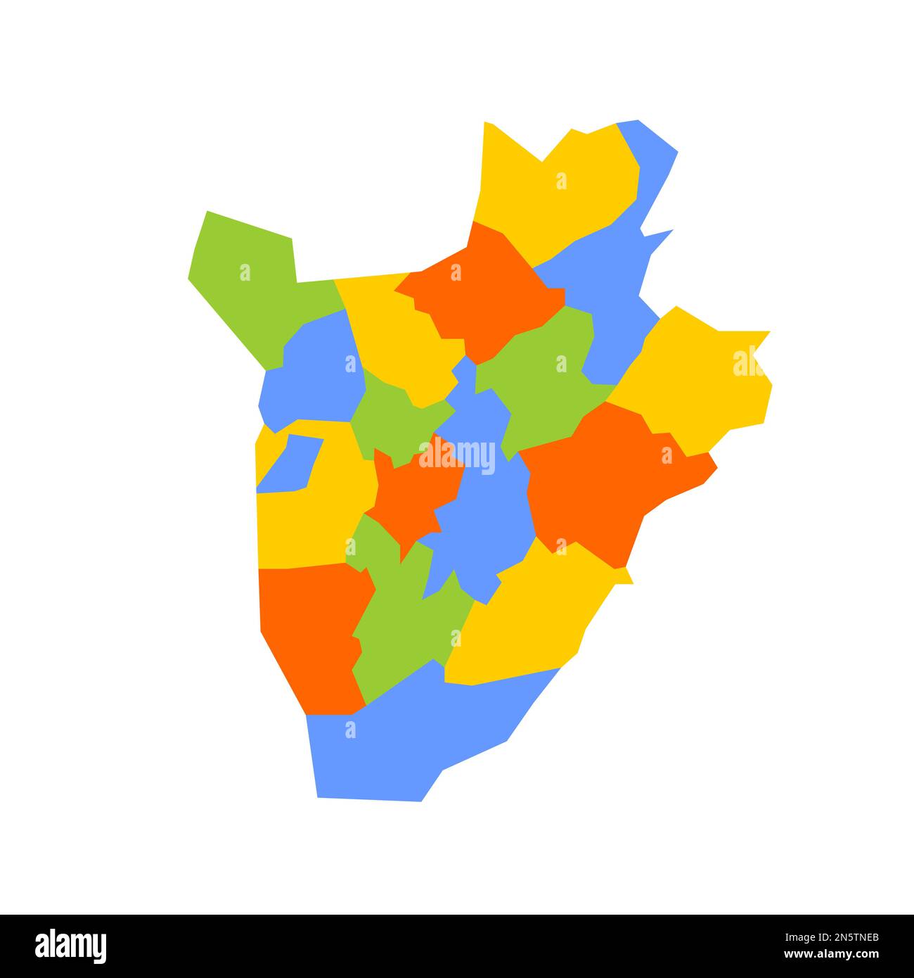 Burundi political map of administrative divisions - provinces. Blank ...