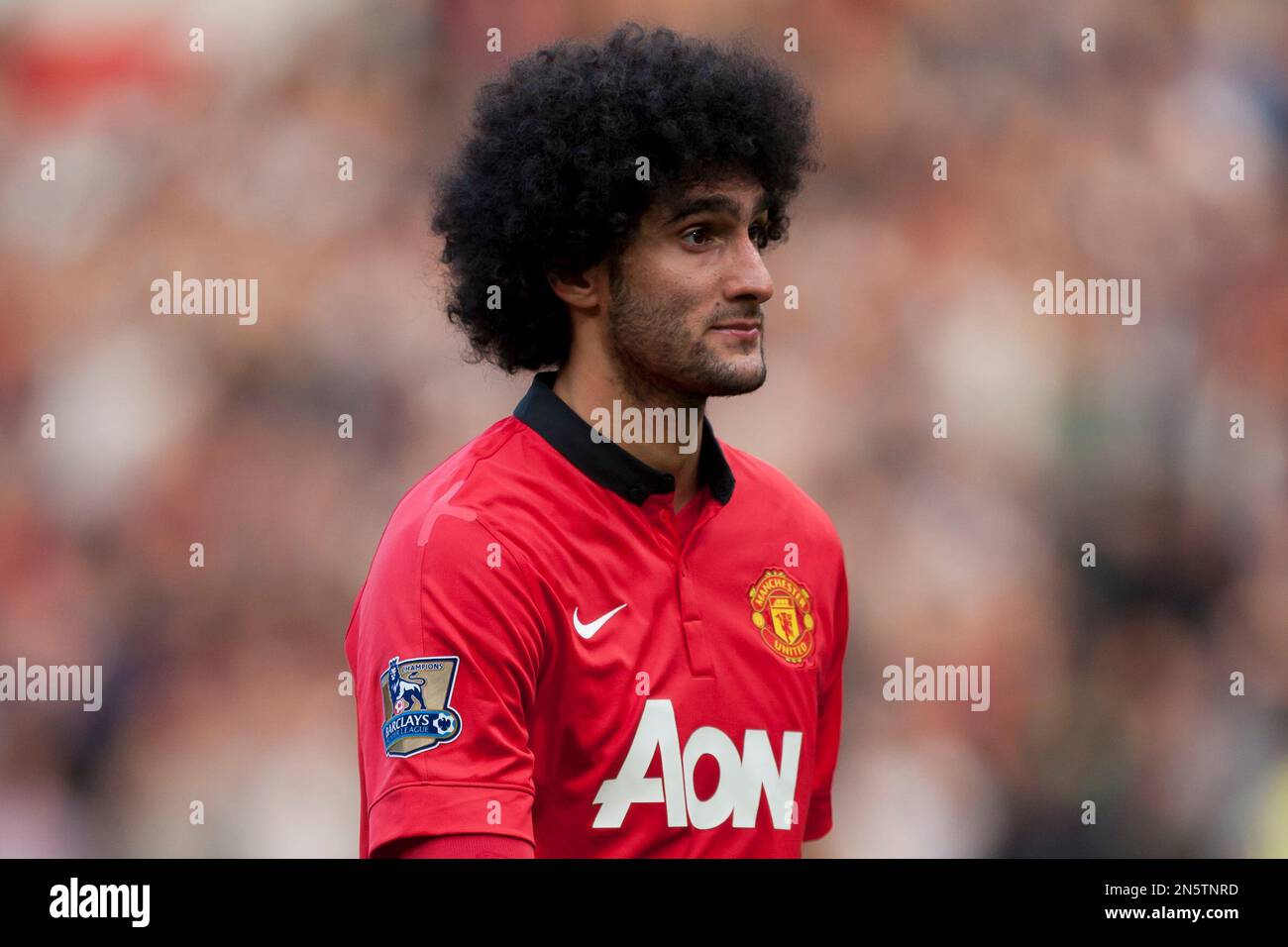 Manchester United's Marouane Fellaini walks from the pitch after his ...