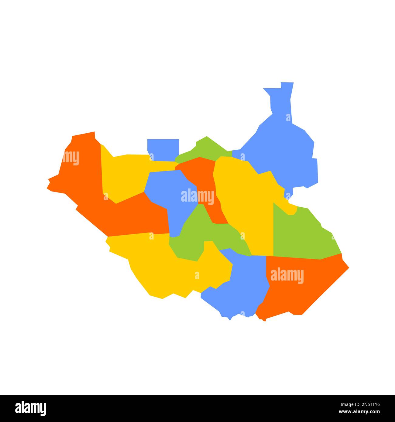 South Sudan political map of administrative divisions - states ...