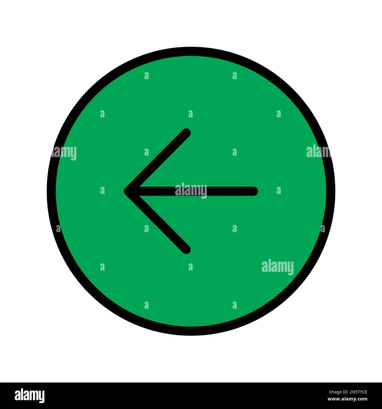 Arrow back circle icon line isolated on white background. Black flat ...