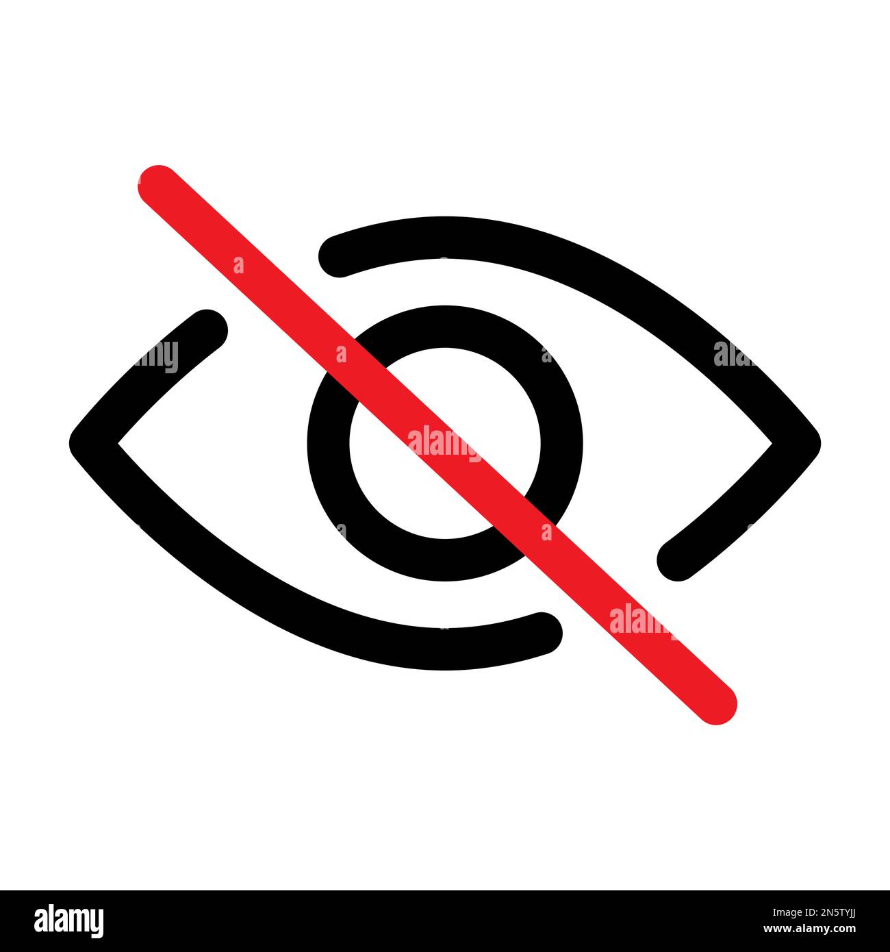 Eye off icon line isolated on white background. Black flat thin icon on ...