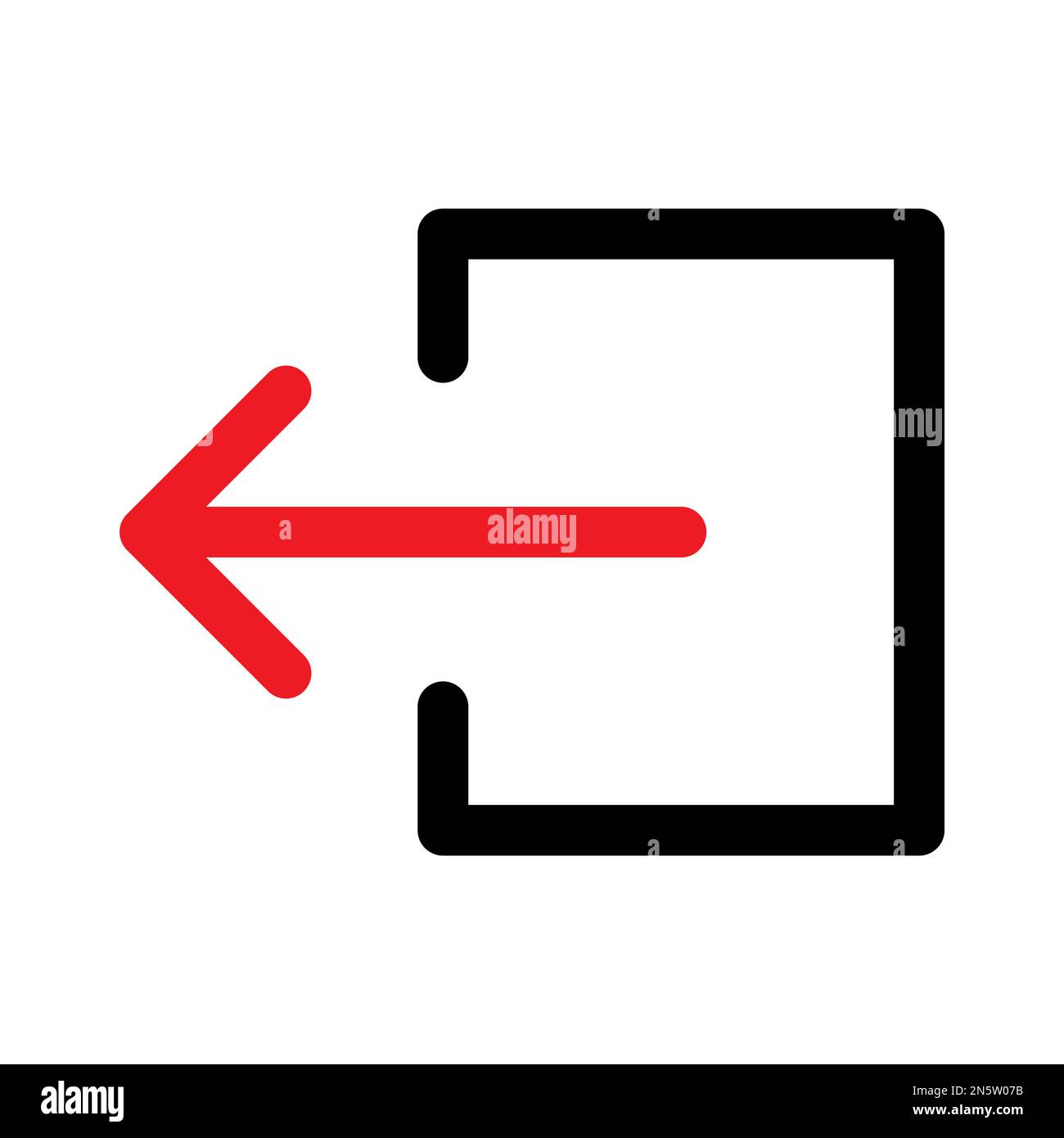 Exit icon line isolated on white background. Black flat thin icon on ...
