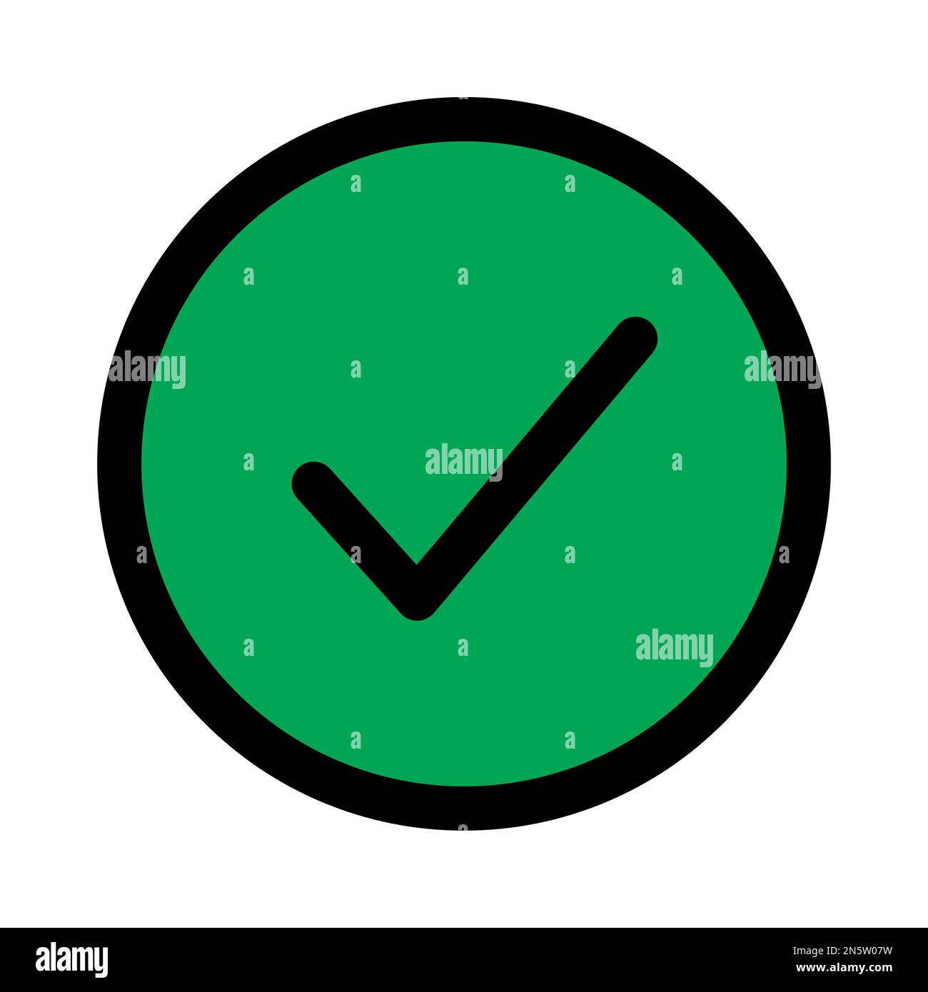 Checkmark circle icon line isolated on white background. Black flat ...