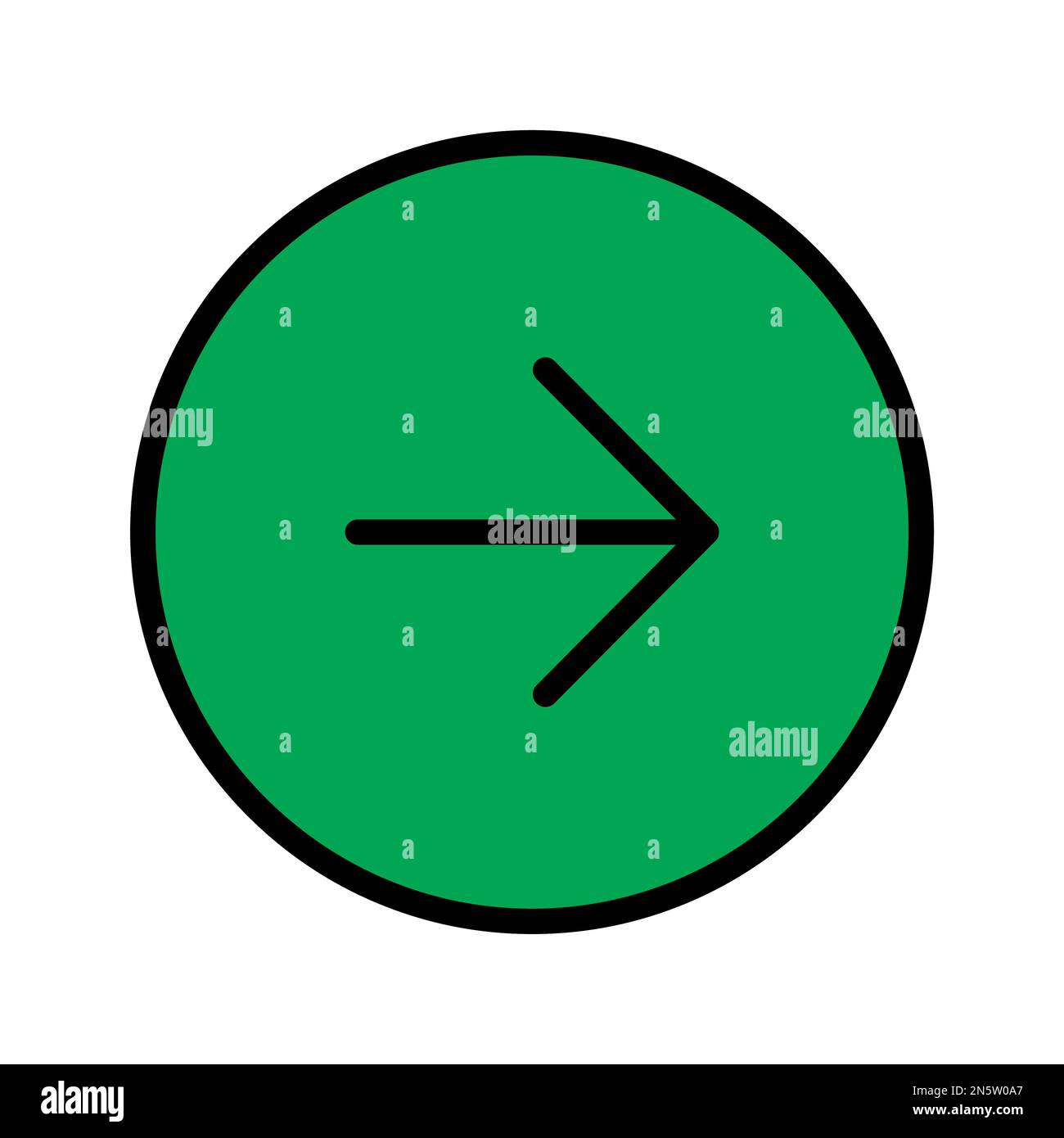 Arrow next circle icon line isolated on white background. Black flat ...