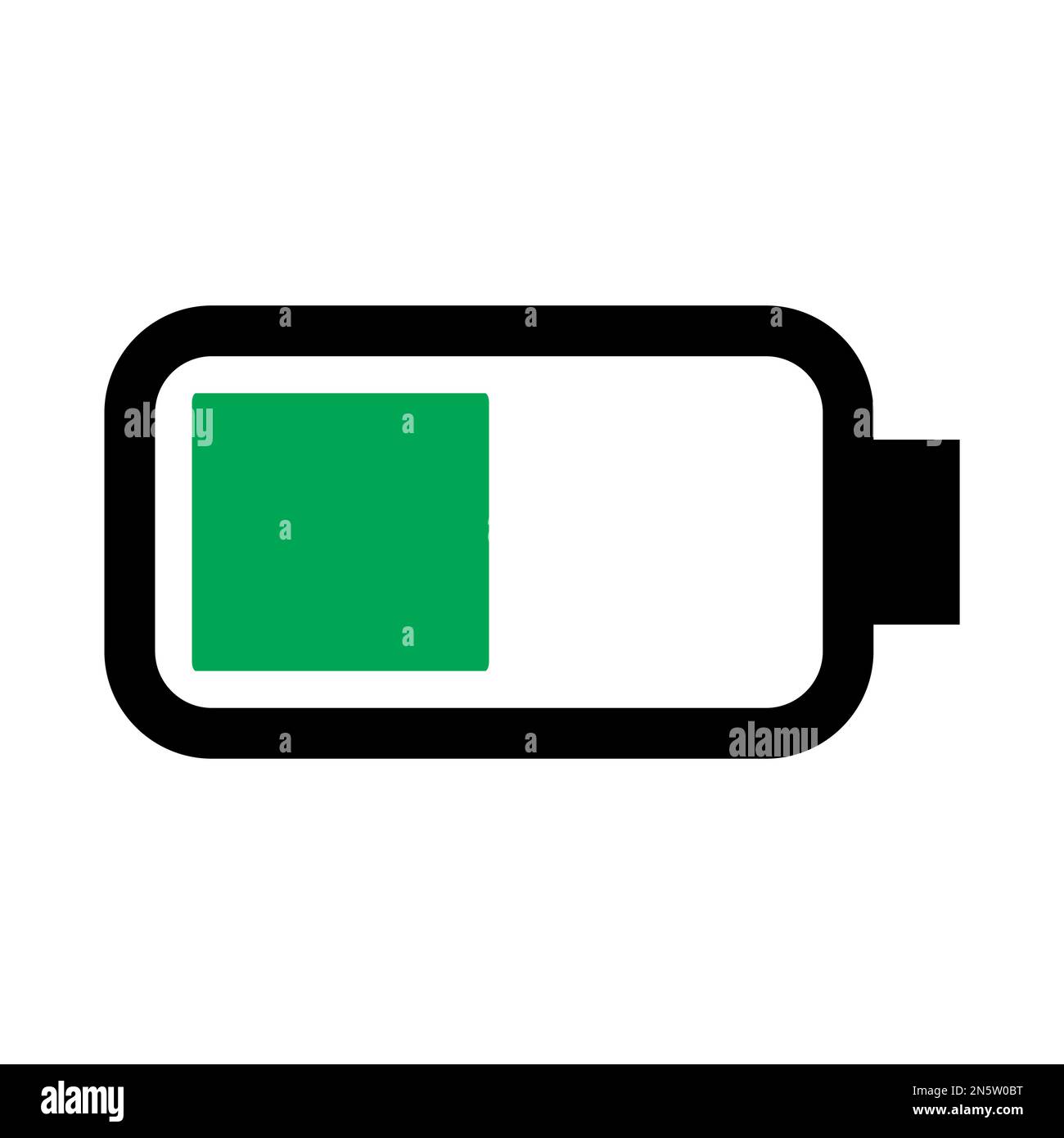 Battery half icon line isolated on white background. Black flat thin ...