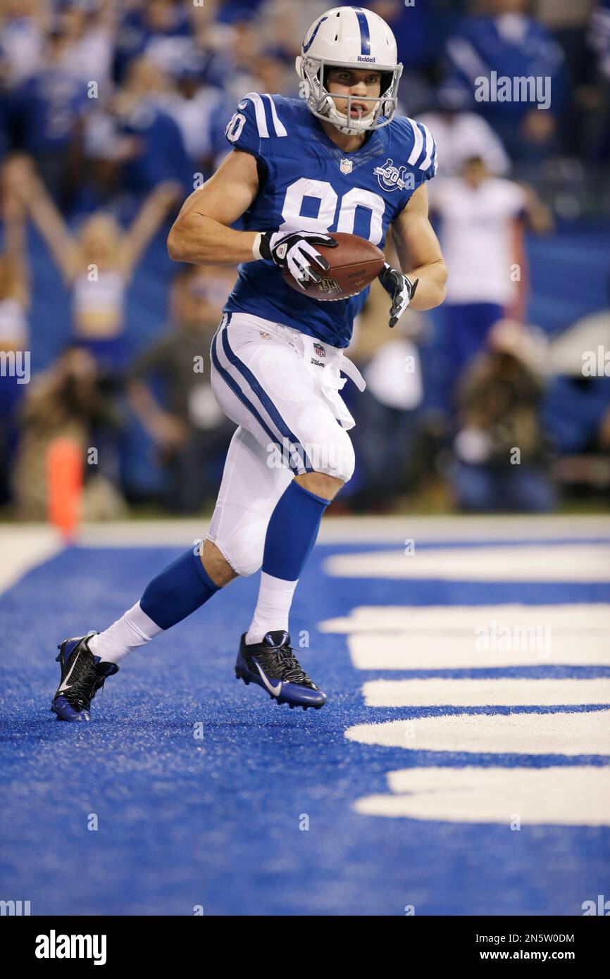 Indianapolis Colts tight end Coby Fleener (80) scores a touchdown ...