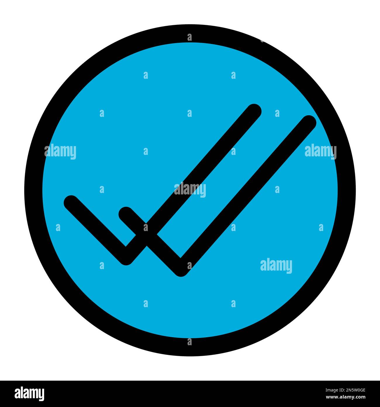 Checkmark done circle icon line isolated on white background. Black ...